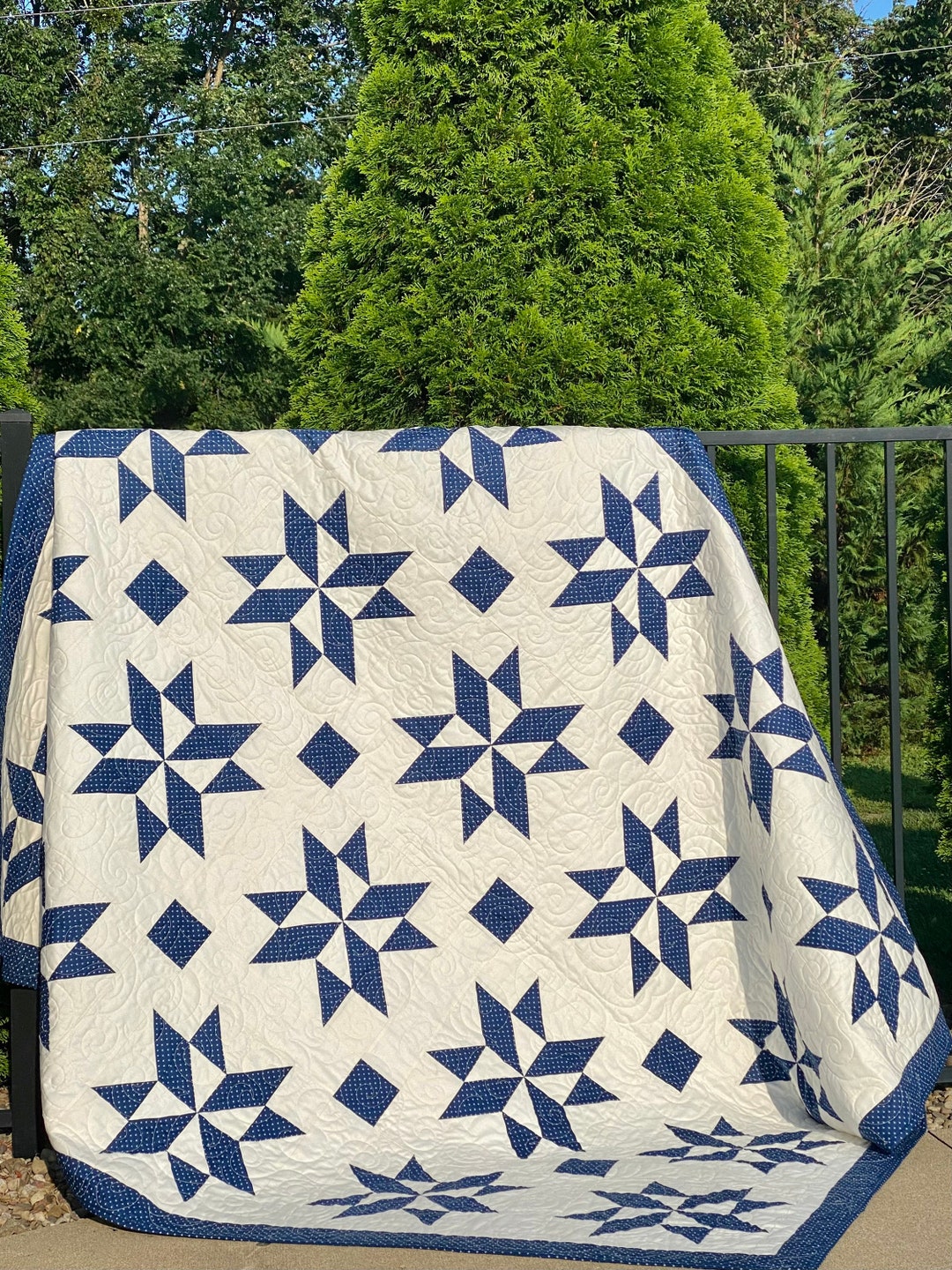 Handmade Star Cotton Quilt: Sarah's Choice Pattern, Custom Colors and ...