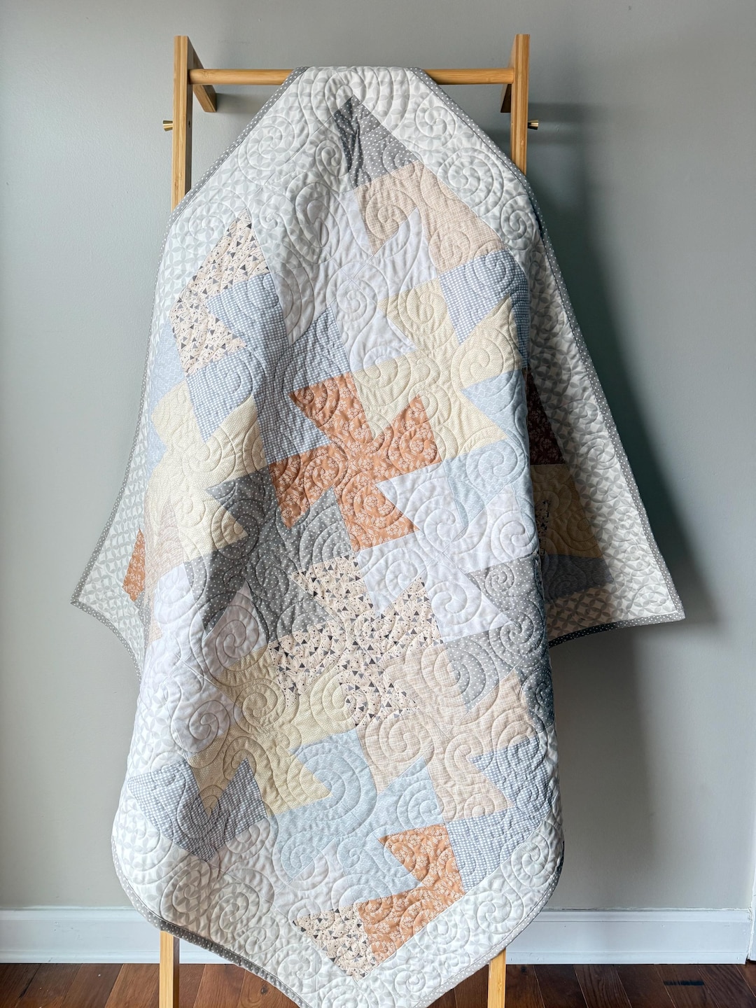 Handmade Twister Quilt Neutrals Gray Beige Lap Quilt Etsy