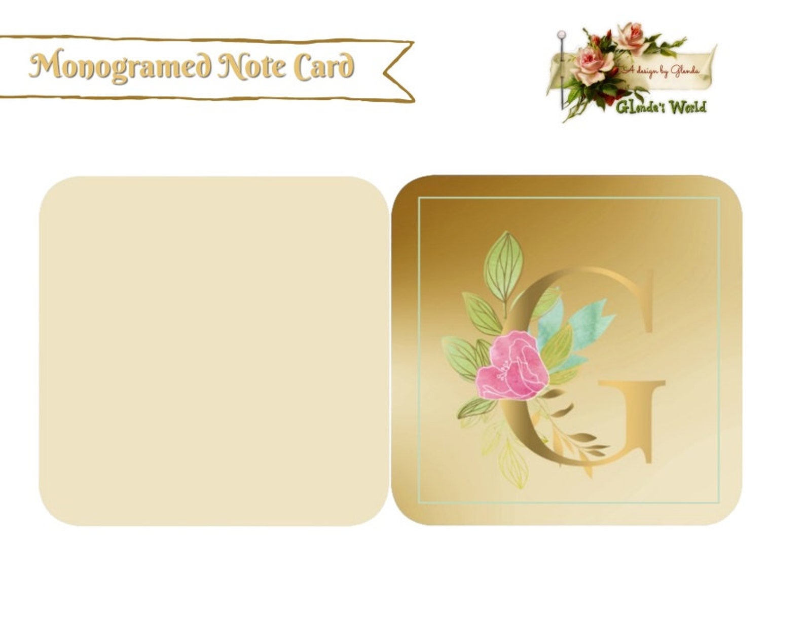 Pretty Monogrammed Note Cards - Etsy