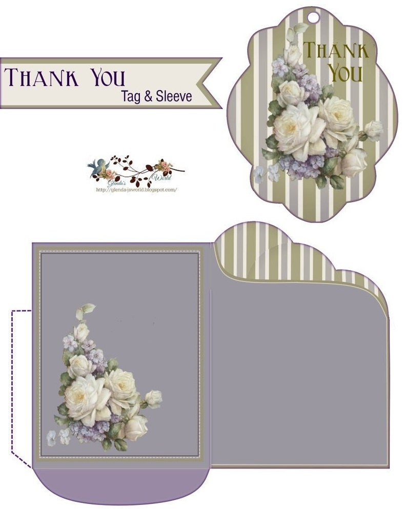 Elegant Thank You Tag and Matching Sleeve - Etsy