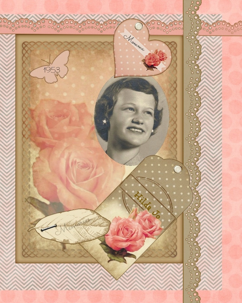Polka-dots & Rose Card /scrapbook Elements Kit - Etsy