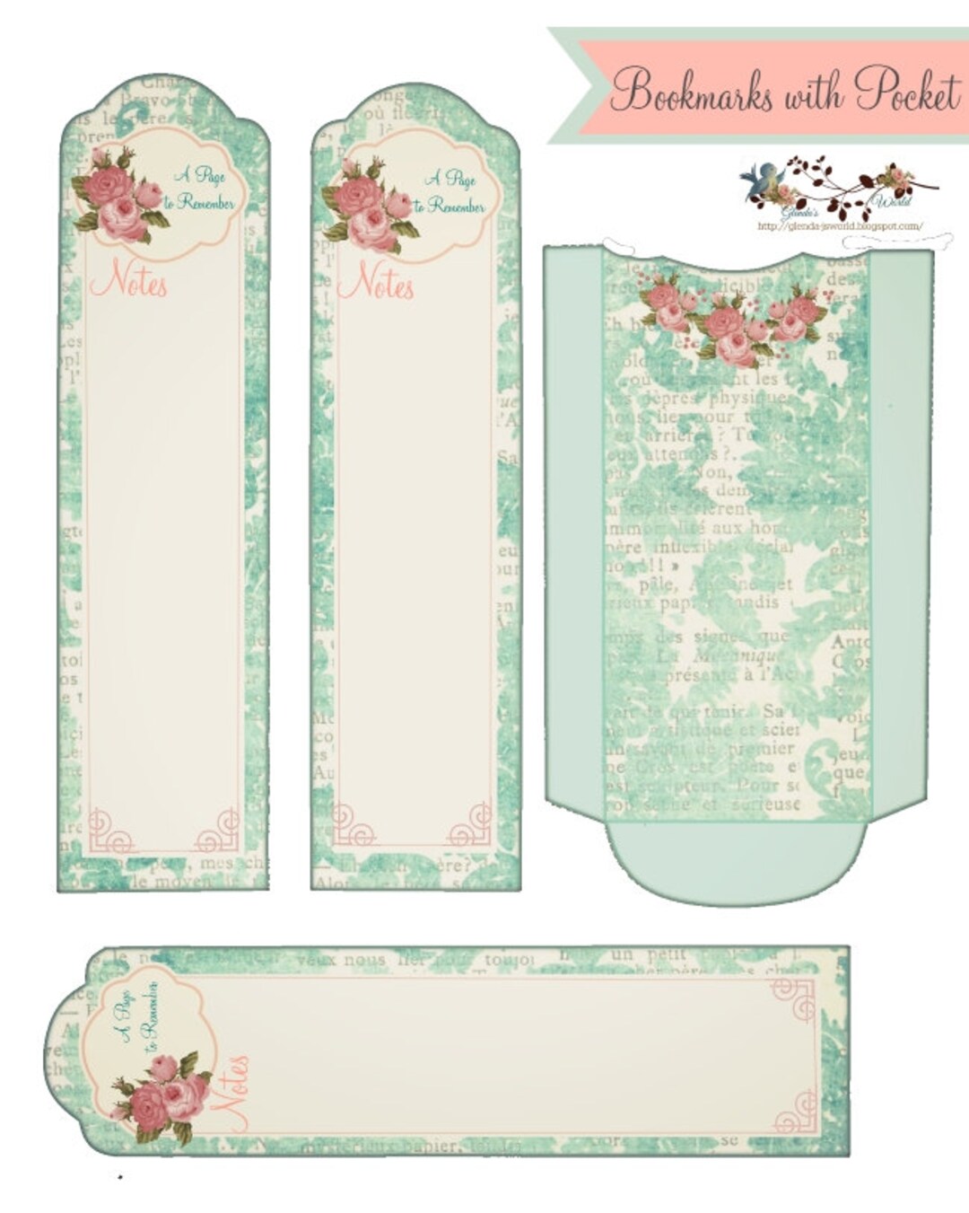 Lovely Bookmarks With Pocket - Etsy