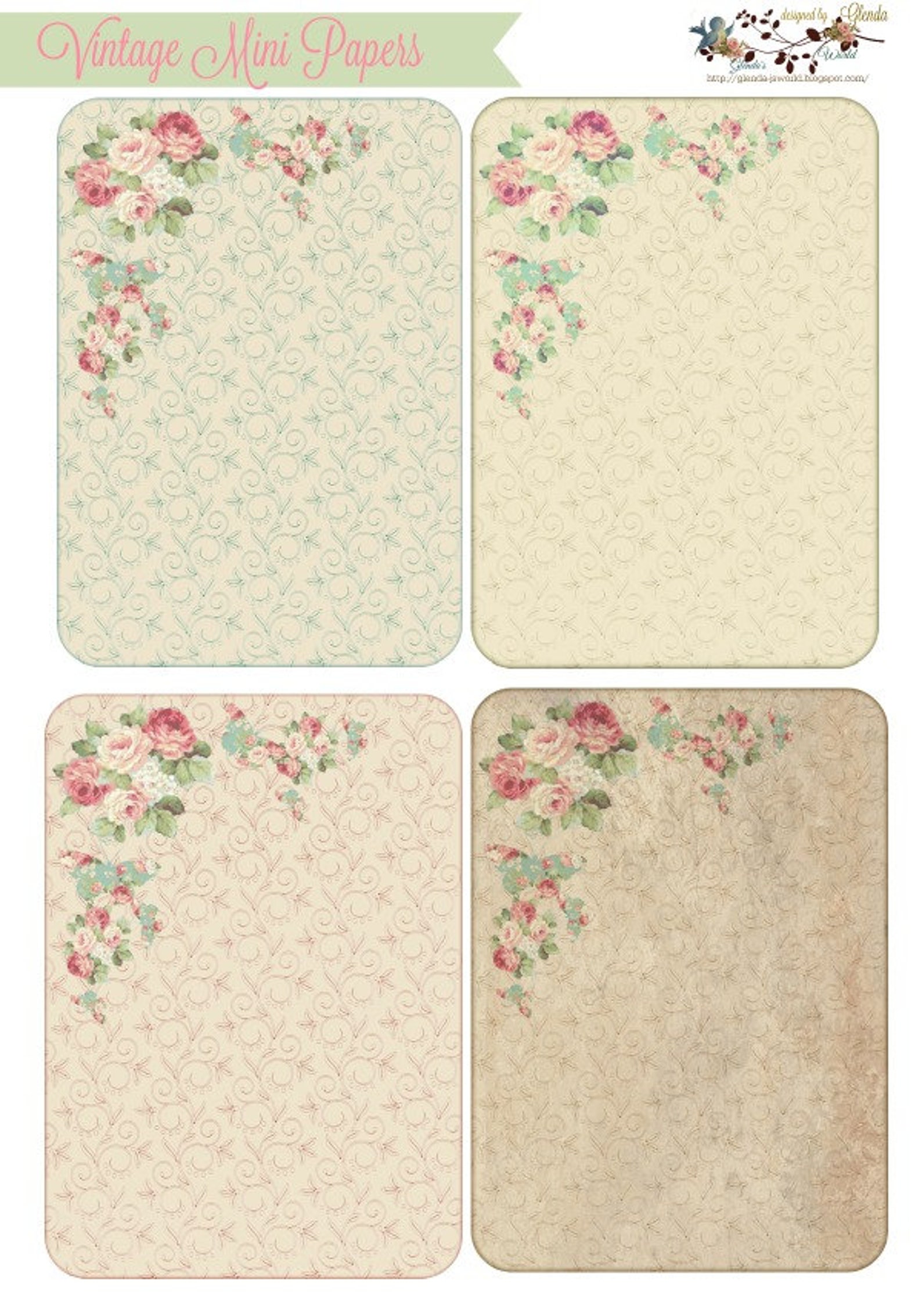 Vintage Mini Background / Mini Papers - Etsy