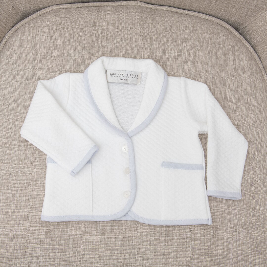 SALE Baby Boys White Cotton Jacket 'harrison' White Quilt Jacket Baby ...