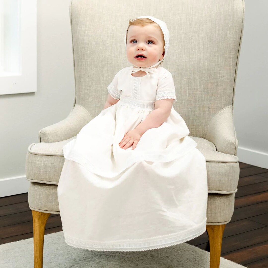 Sample Sale | Boys Linen Christening Gown | Ivory Baptismal ...