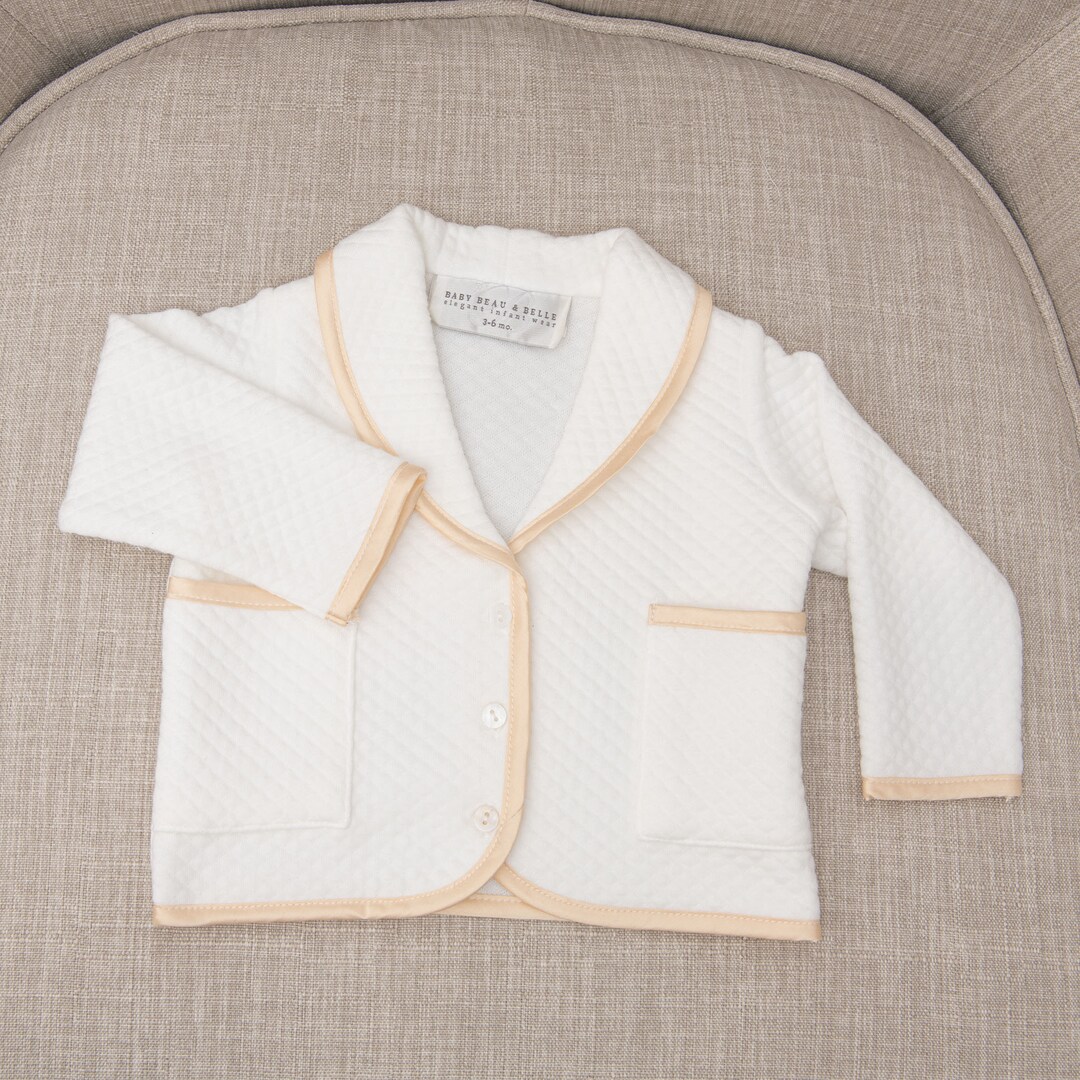 SALE Baby Boy Ivory Cotton Jacket 'liam' Ivory Quilt Cotton Jacket Baby ...
