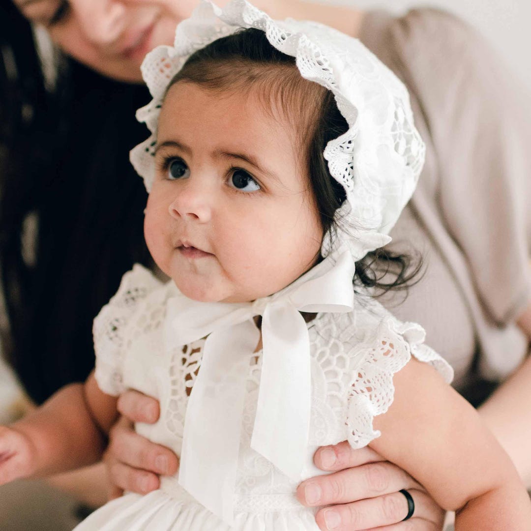 Lace Christening Bonnet | Girls Blessing Bonnet | Baby Girl Baptism Hat ...