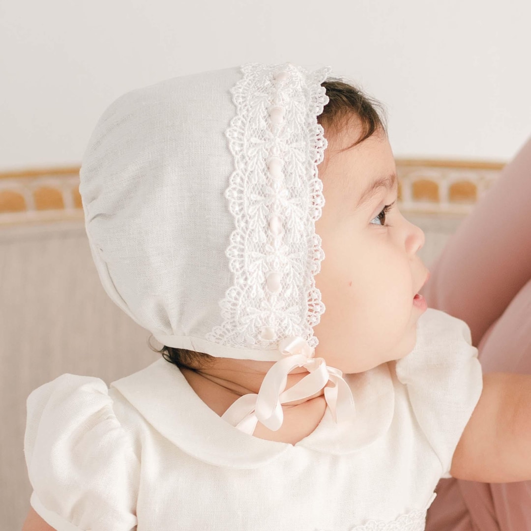Bonnets en lin pour bébé fille - Emma | Bonnets pour nouveau-né ...