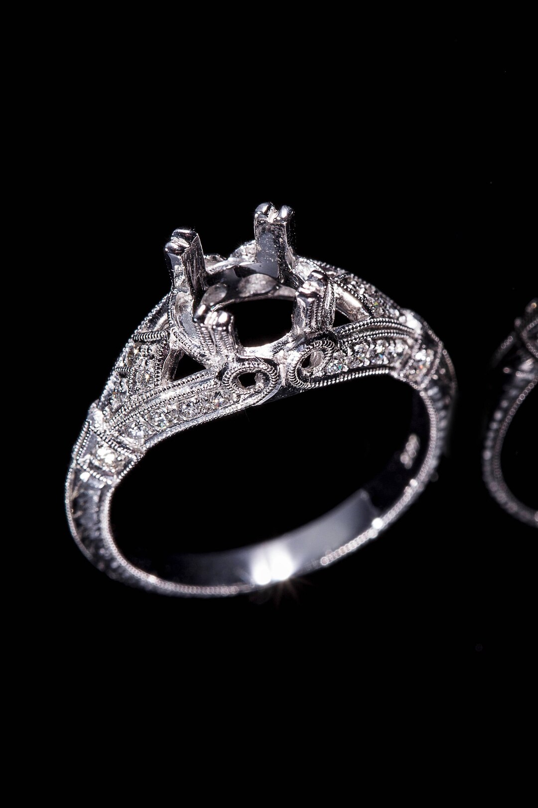 Vintage Edwardian Ring Setting Only Semi Mount Ring/ Antique Style ...