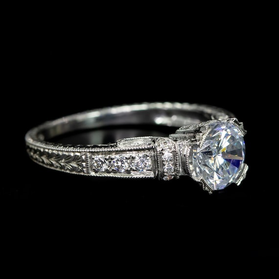 Edwardian Engagement Ring Vintage Edwardian Ring Setting Only Semi Mount Antique Style Diamond Filigree Milgrain Engraved Ring Etsy