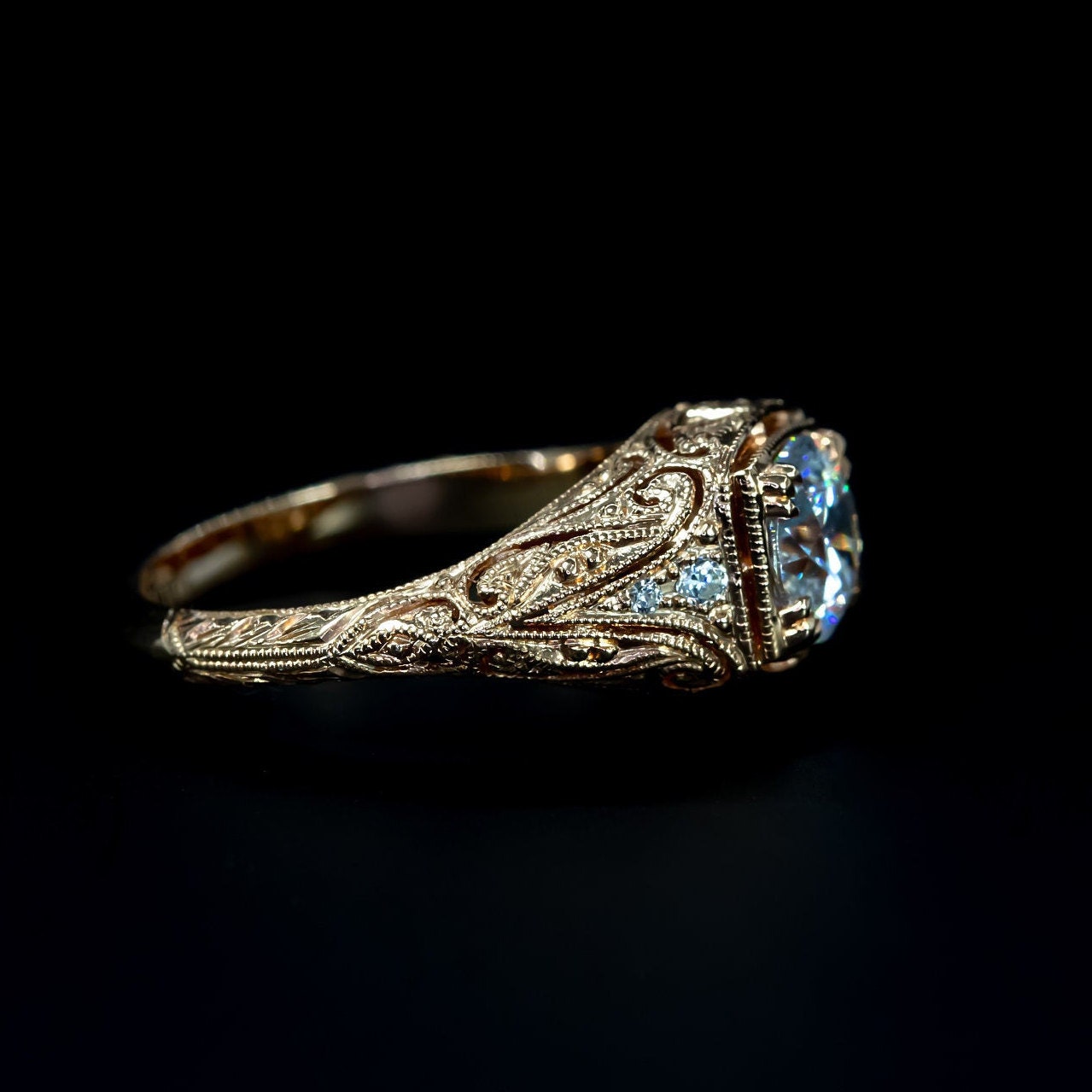 Antique Style Edwardian Engagement Ring/rose Gold Diamond Ring ...