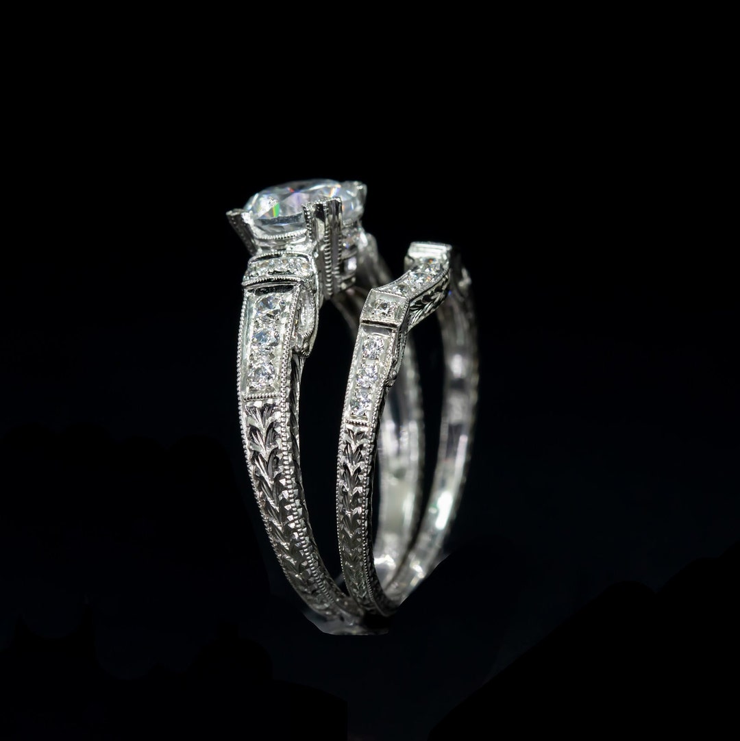 Antique Engagement Ring Set/ Edwardian Wedding Set/ Vintage Bridal Set ...