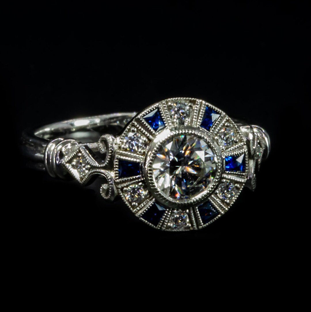 Antique Style Edwardian Engagement Ring/ Bezel Set Vintage Edwardian ...