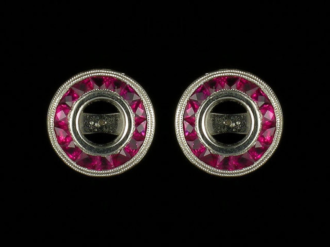 Antique Inspired Vintage Style Post Back Earrings/ 18K White Gold ...