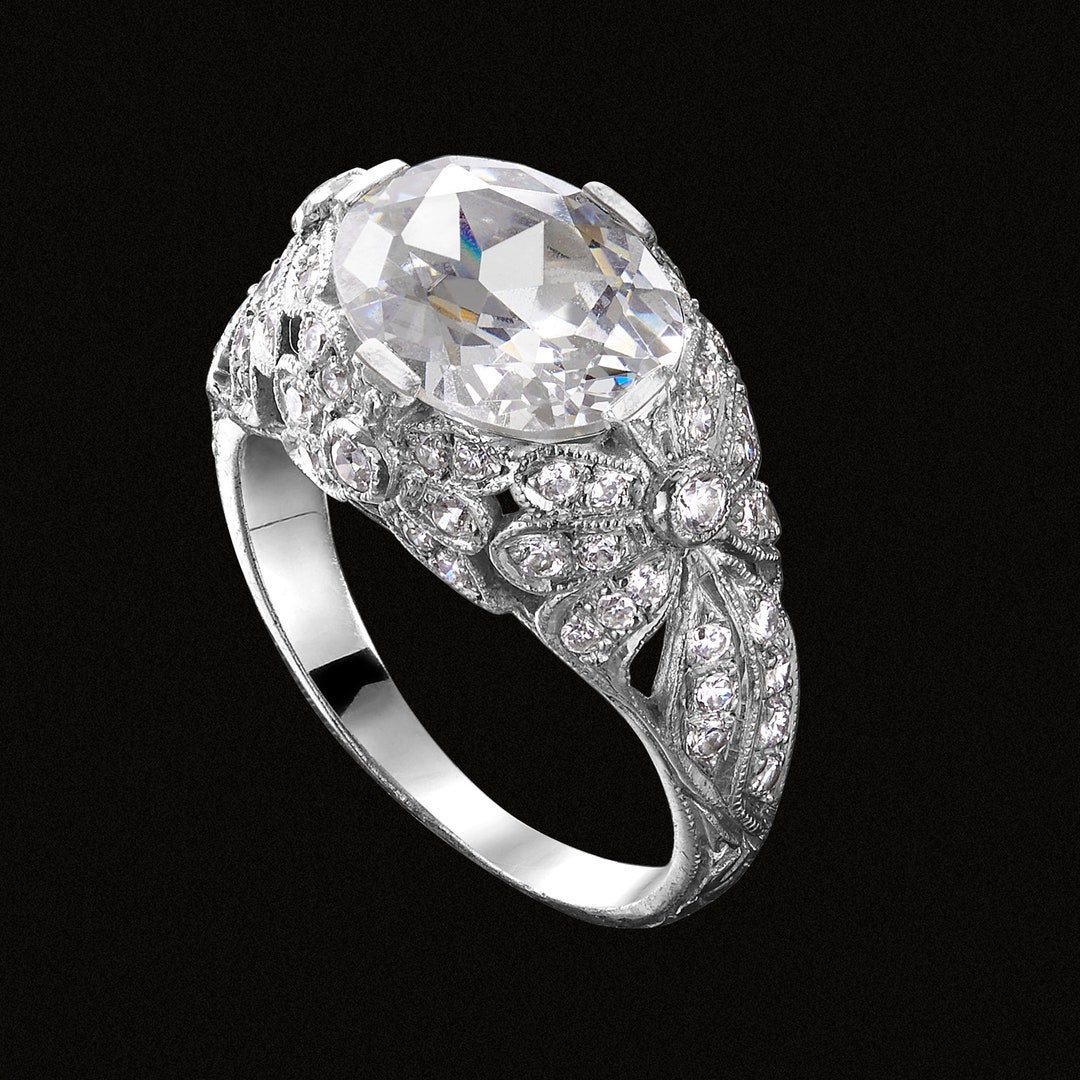 Antique Inspired Art Deco Engagement Ring/ Art Deco Semi Mount Milgrain ...