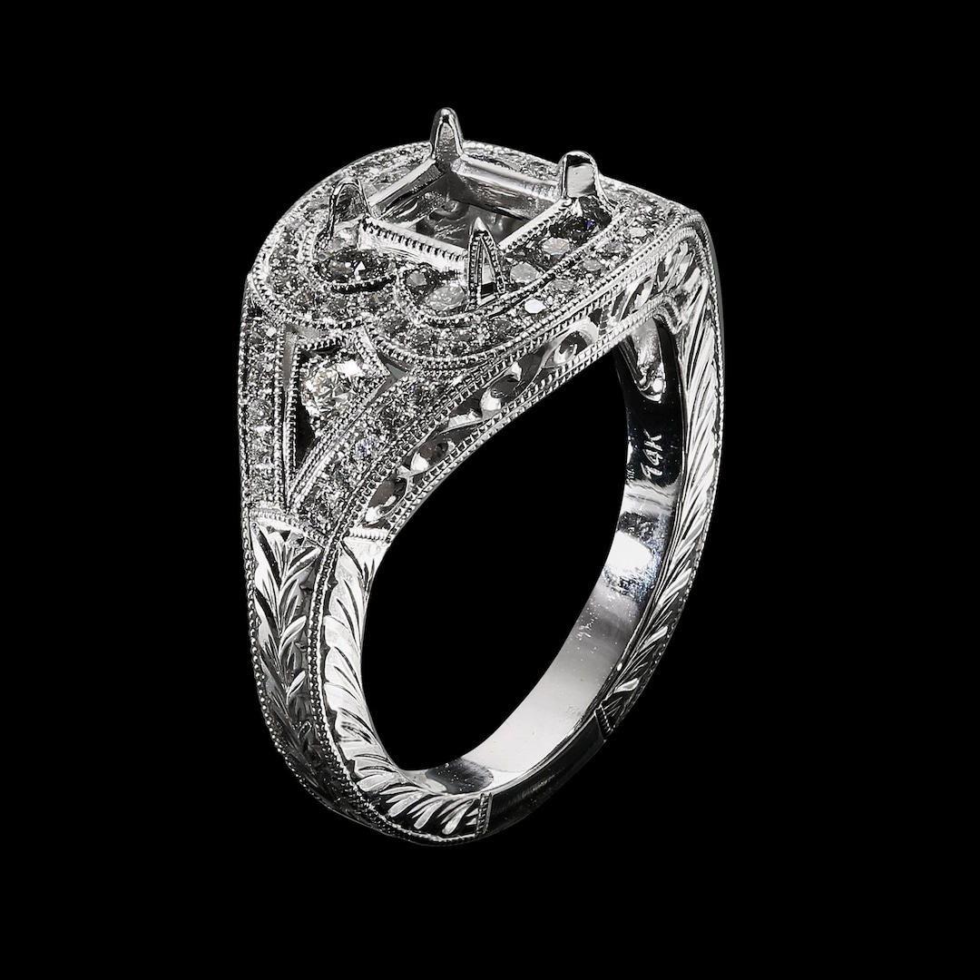 Antique Style Edwardian Engagement Ring/ Vintage Edwardian Ring Setting ...