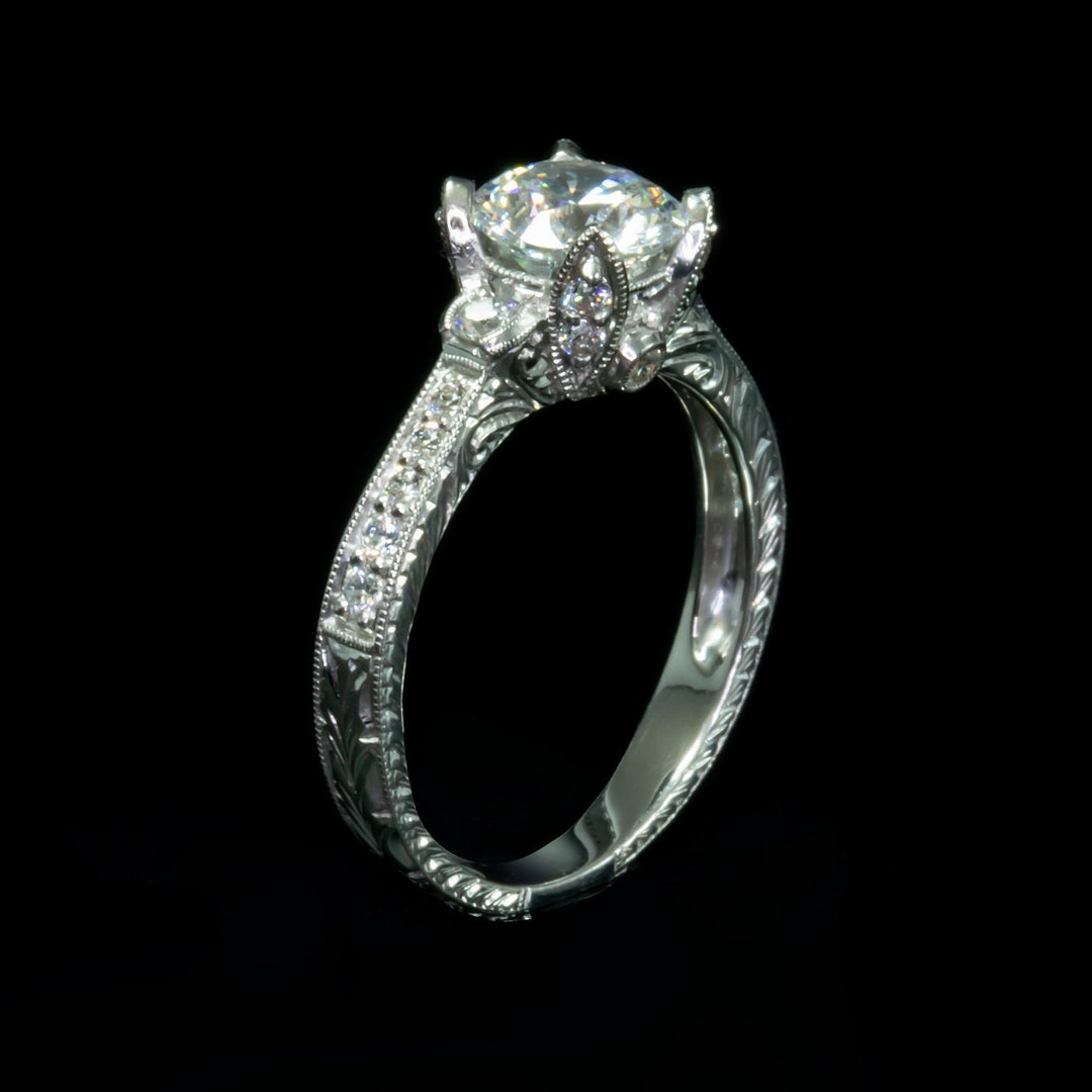 Art Deco Diamond Setting/ Art Deco Semi Mount Made With Gold Diamond ...