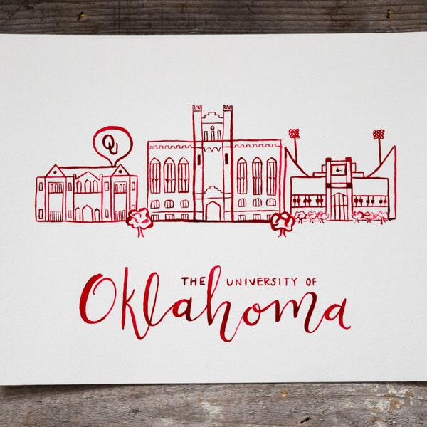 Watercolor Paintings University of Oklahoma - Etsy