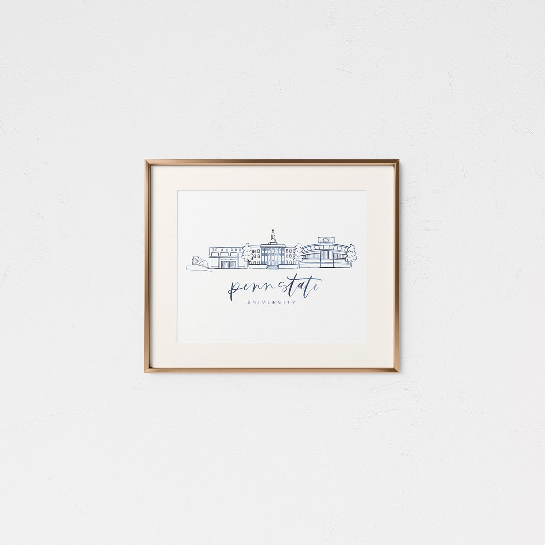 Penn State Grad Gift • Handmade Watercolor Campus • Penn Alum • College ...