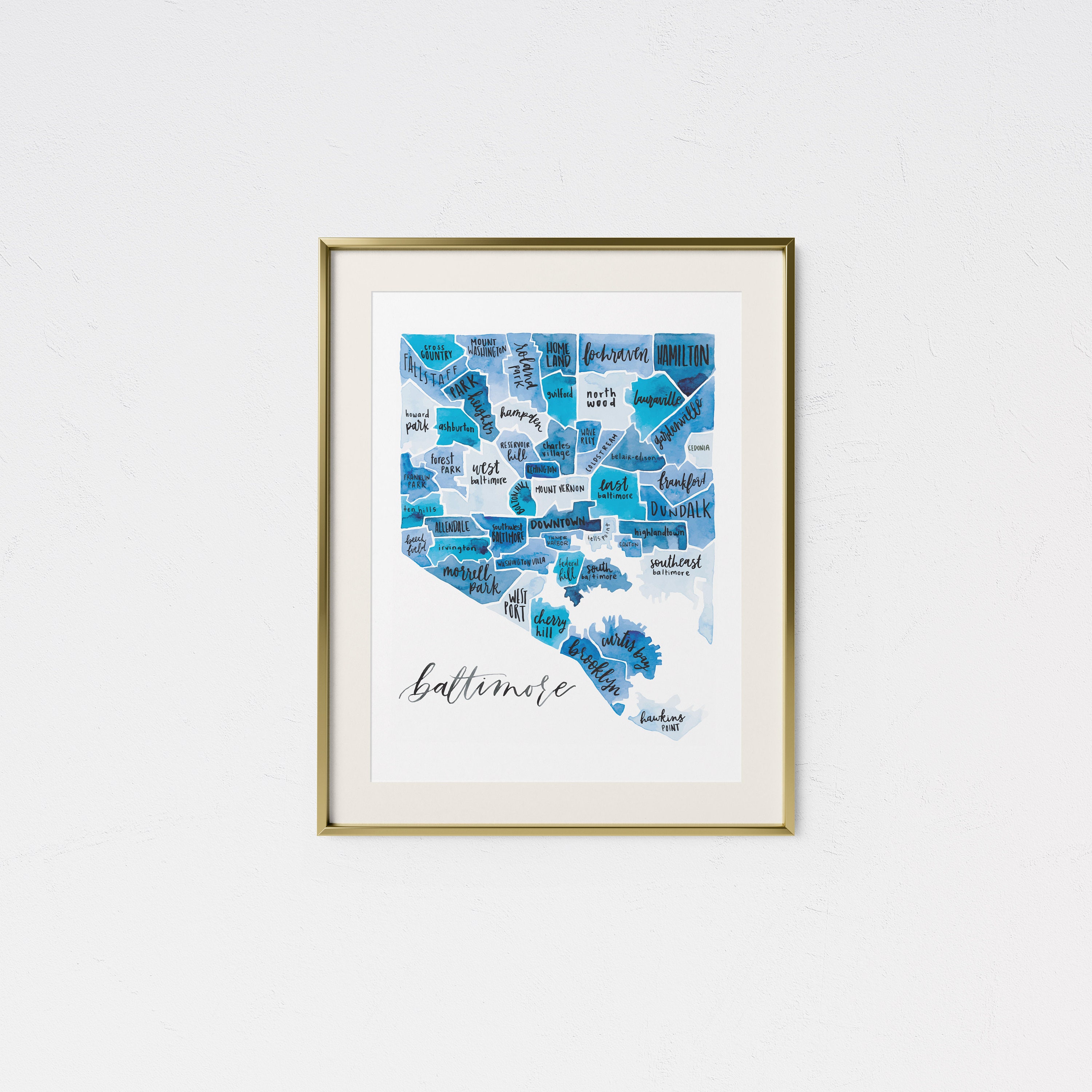 Baltimore Watercolor Map Baltimore Art Baltimore Gift | Etsy