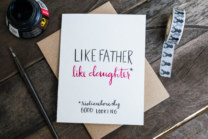 HANDPAINTED Father Daughter Card Like Father Like Daughter - Etsy