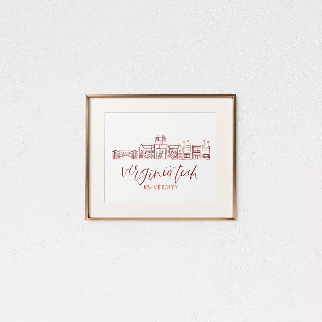 Virginia Tech Grad Gift • Handmade Watercolor Campus • VT Gift ...