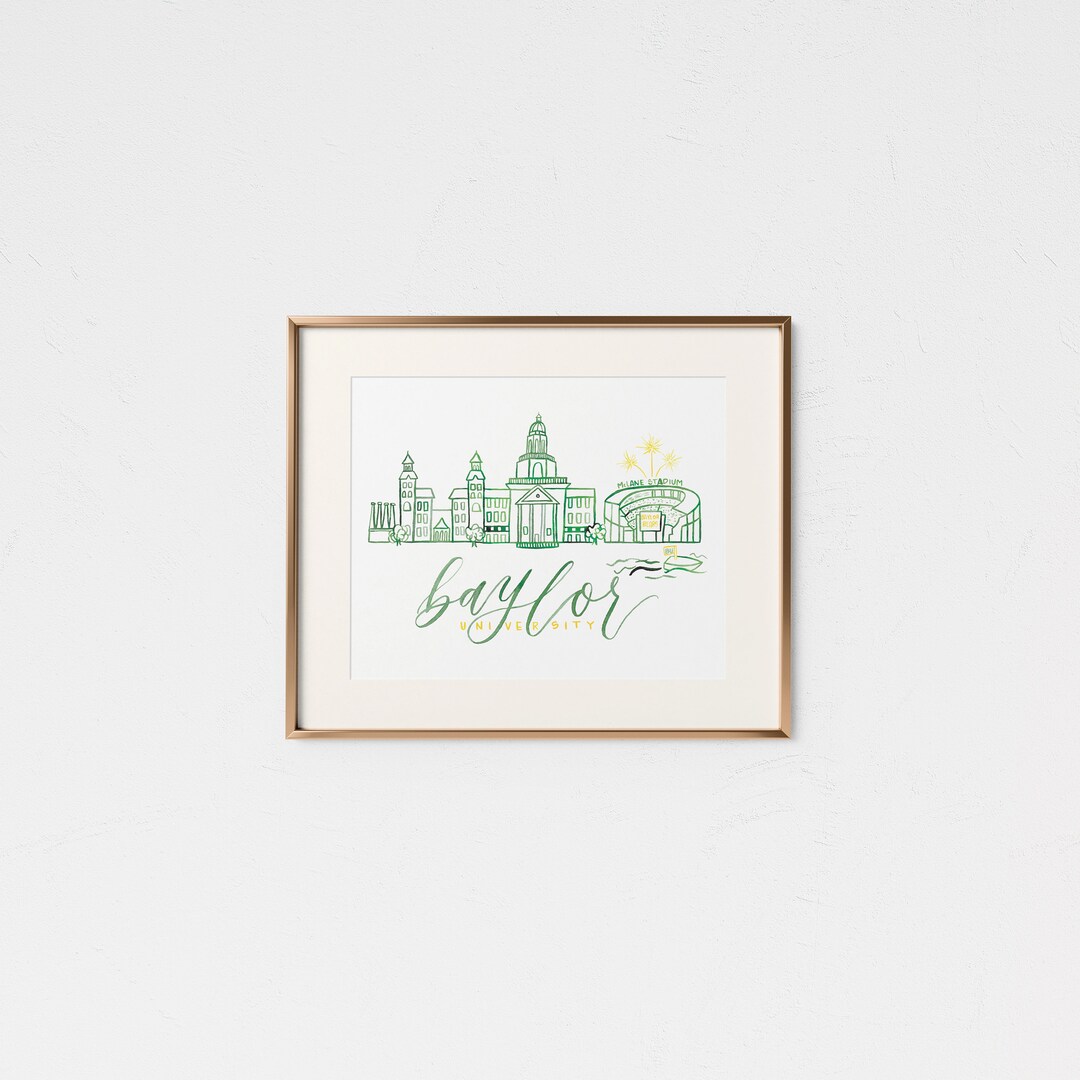Baylor University • Handmade Watercolor Campus • Baylor Gift • College ...