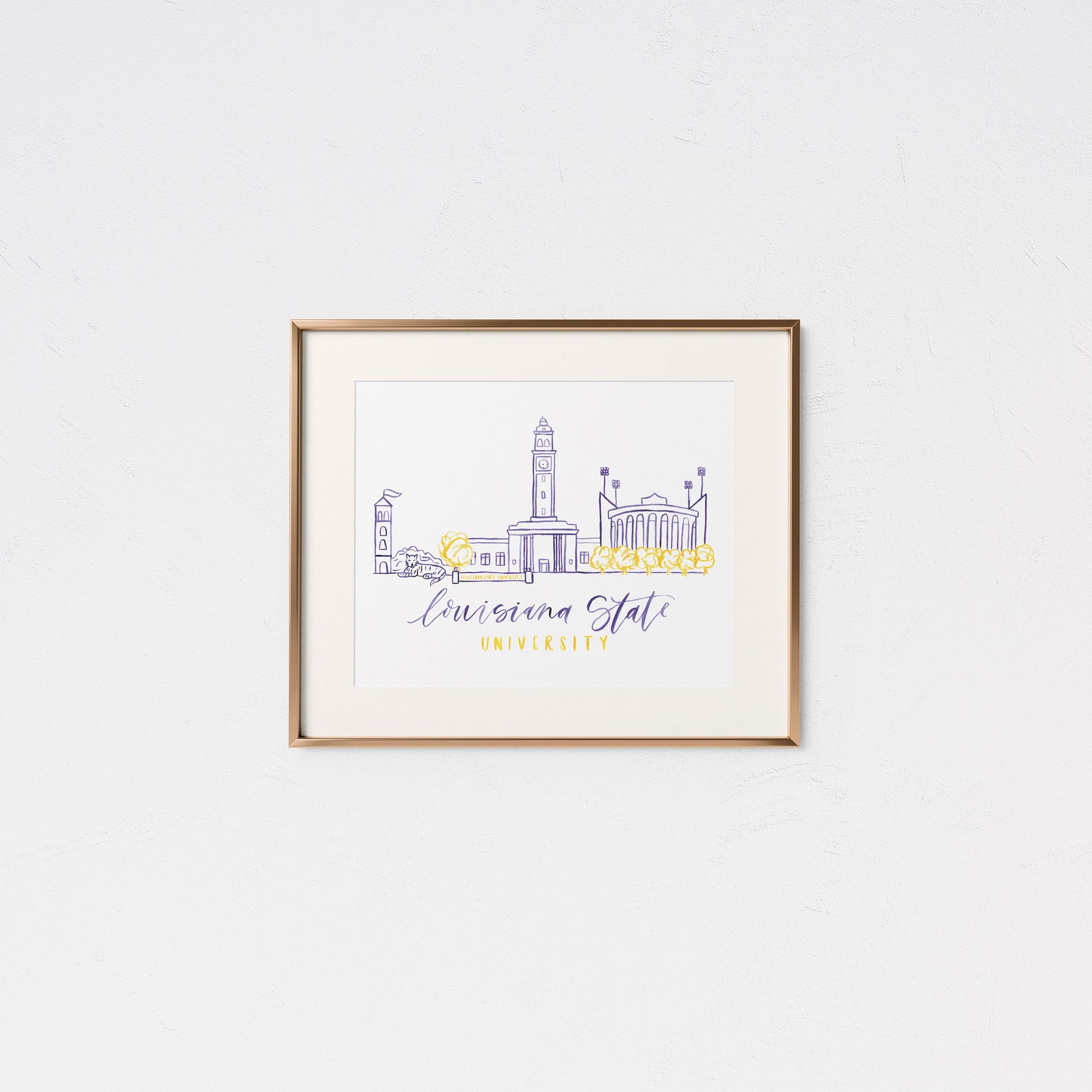 LSU Grad Gift Handmade Watercolor Campus Painting - Etsy