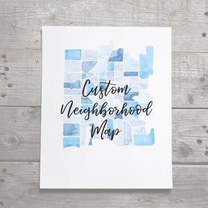 Custom Watercolor Neighboorhood Map Personalized Custom Map - Etsy