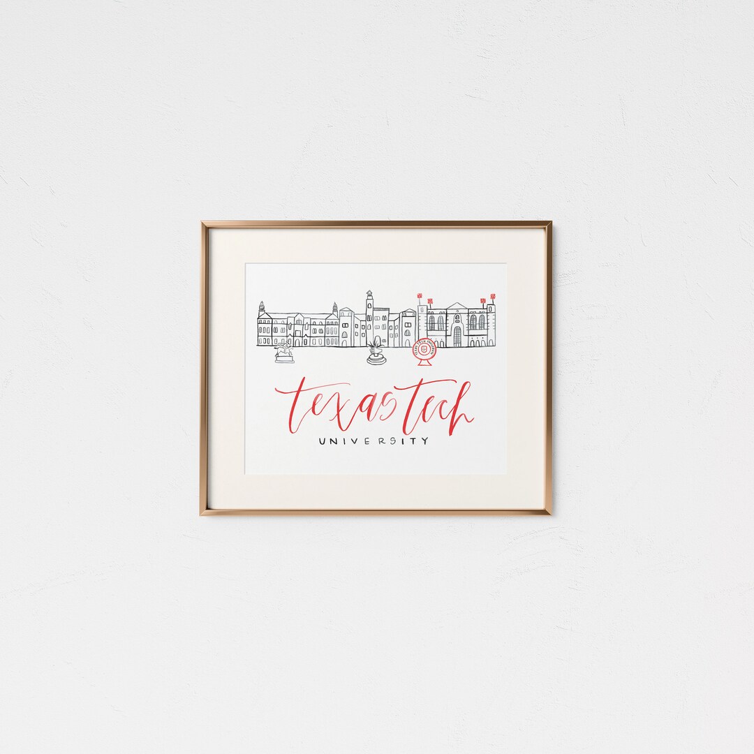 Texas Tech University • Handmade Watercolor Campus • Texas Tech Gift ...