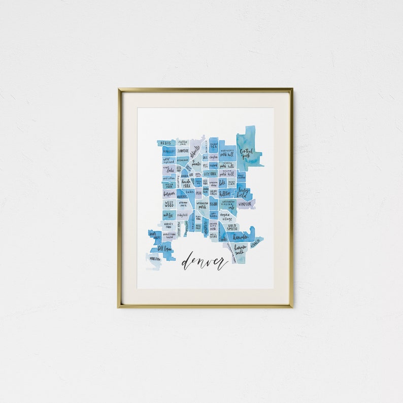 Denver Watercolor Map Denver Art Denver Colorado Gift | Etsy
