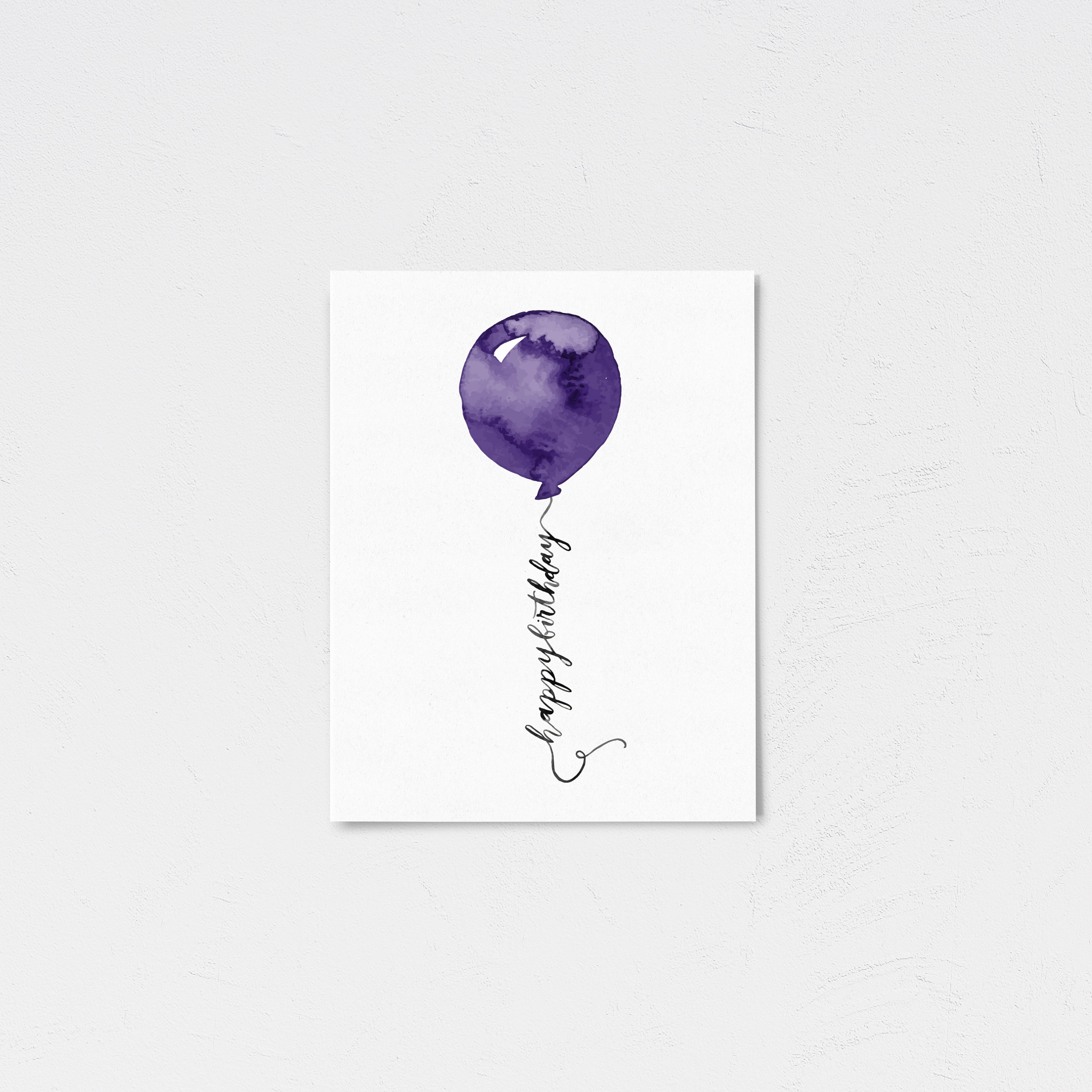 Happy Birthday Card Purple Birthday Card Watercolor - Etsy