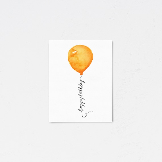 Happy Birthday Card Orange Birthday Card Watercolor | Etsy