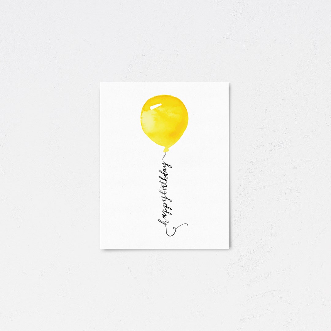Happy Birthday Card • Yellow Birthday Card • Watercolor Birthday Card ...