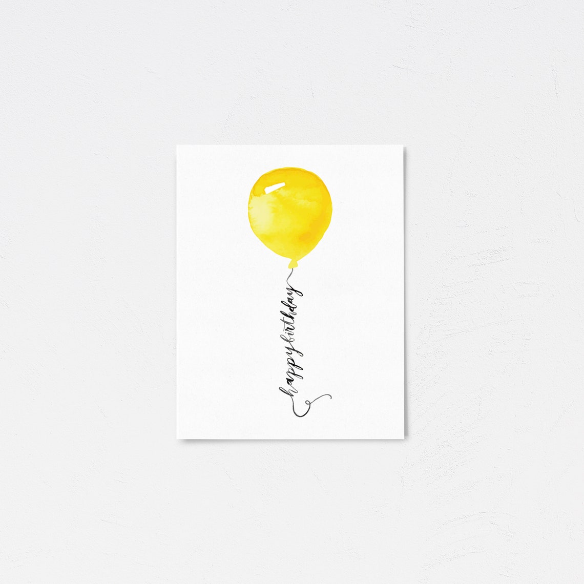 Happy Birthday Card Yellow Birthday Card Watercolor - Etsy
