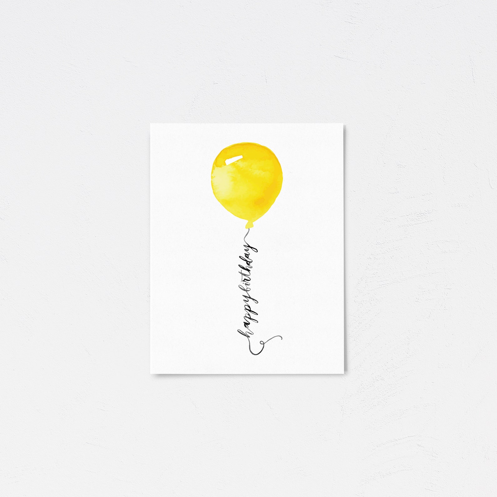 Happy Birthday Card Yellow Birthday Card Watercolor - Etsy