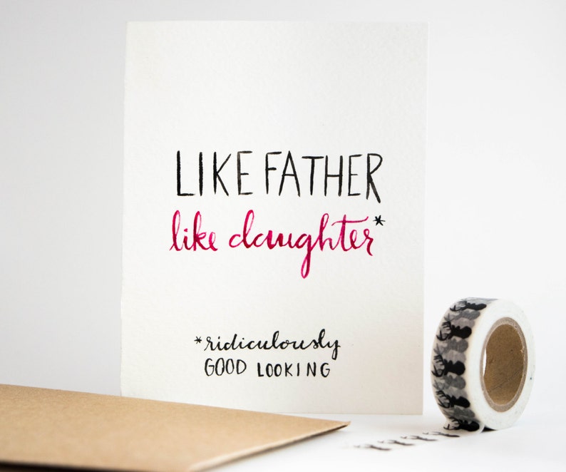 HANDPAINTED Father Daughter Card Like Father Like Daughter - Etsy