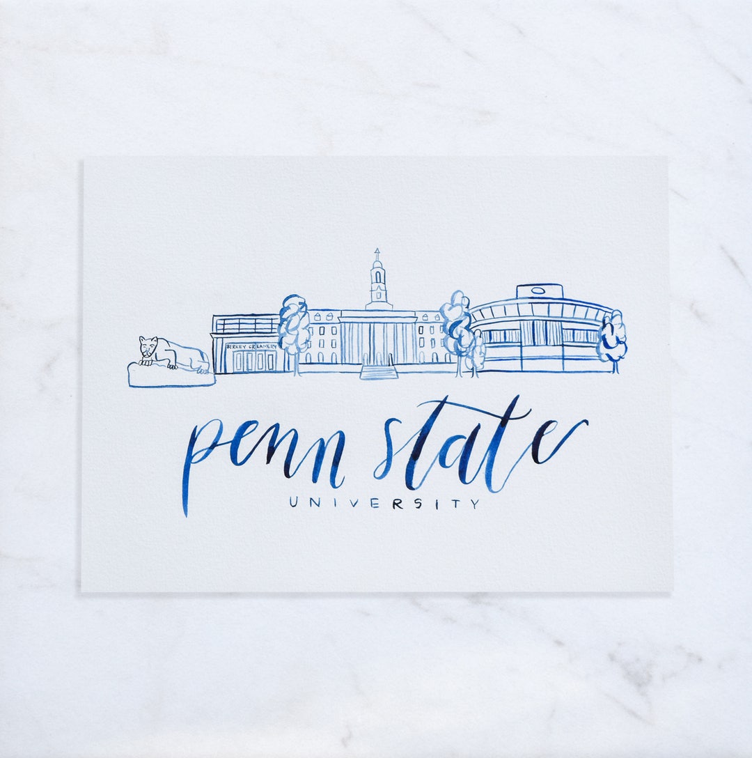 Penn State, Handmade Watercolor Campus Painting, Penn State Painting ...