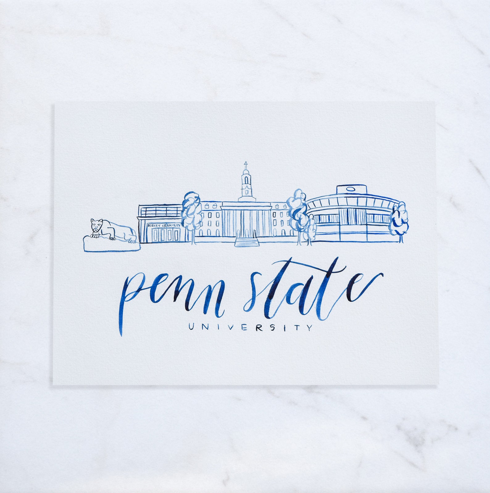 Penn State Handmade Watercolor Campus Painting Penn State | Etsy