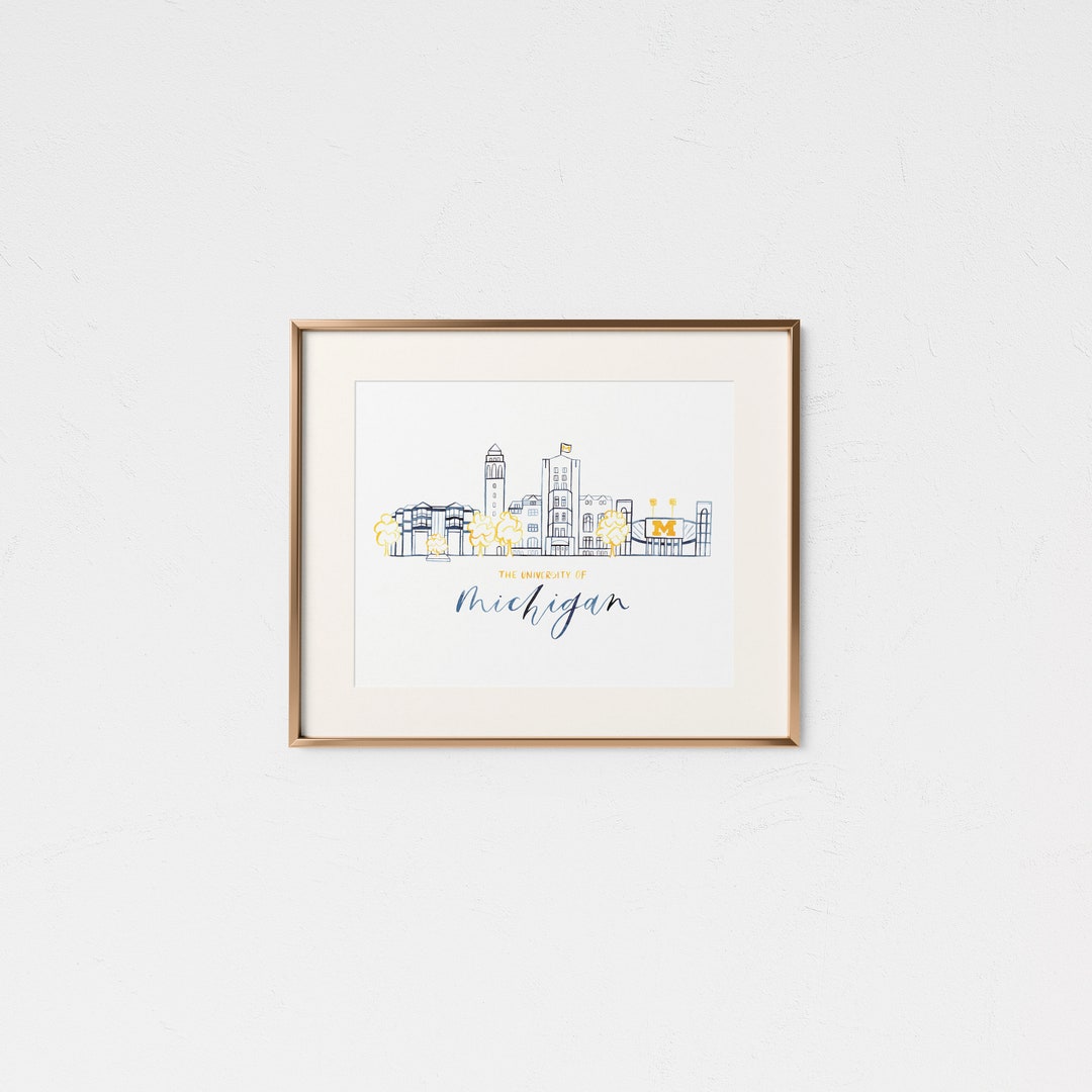 University of Michigan Grad Gift • Handmade Watercolor Campus ...
