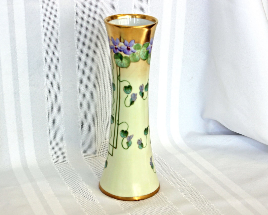 Pickard Vase Austrian Antique Vase, violets Design 9.25 Tall W/ 24kt ...