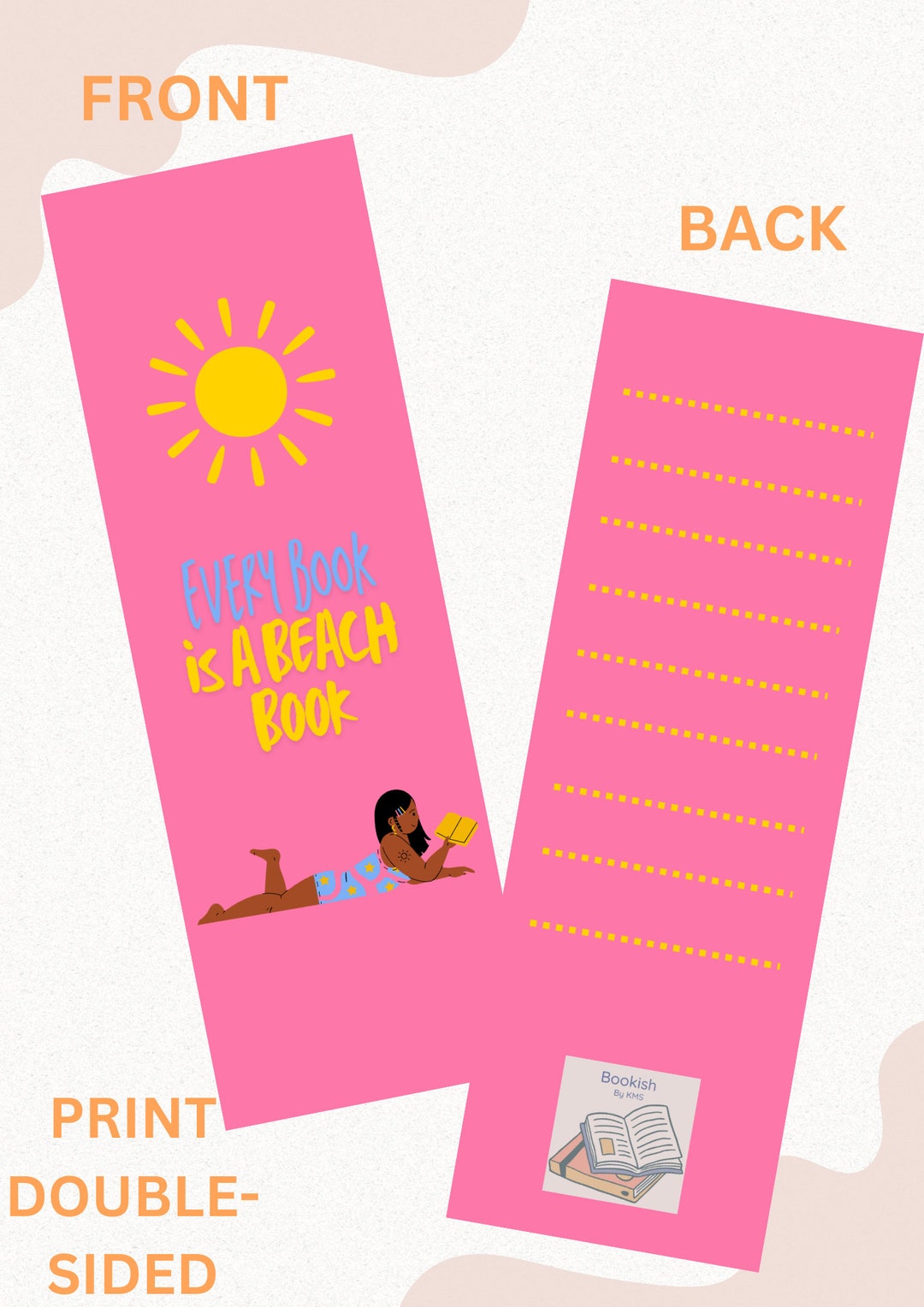 Printable Bookmark, Beach Bookmark, Beach Read, Double-sided, Hot Book ...