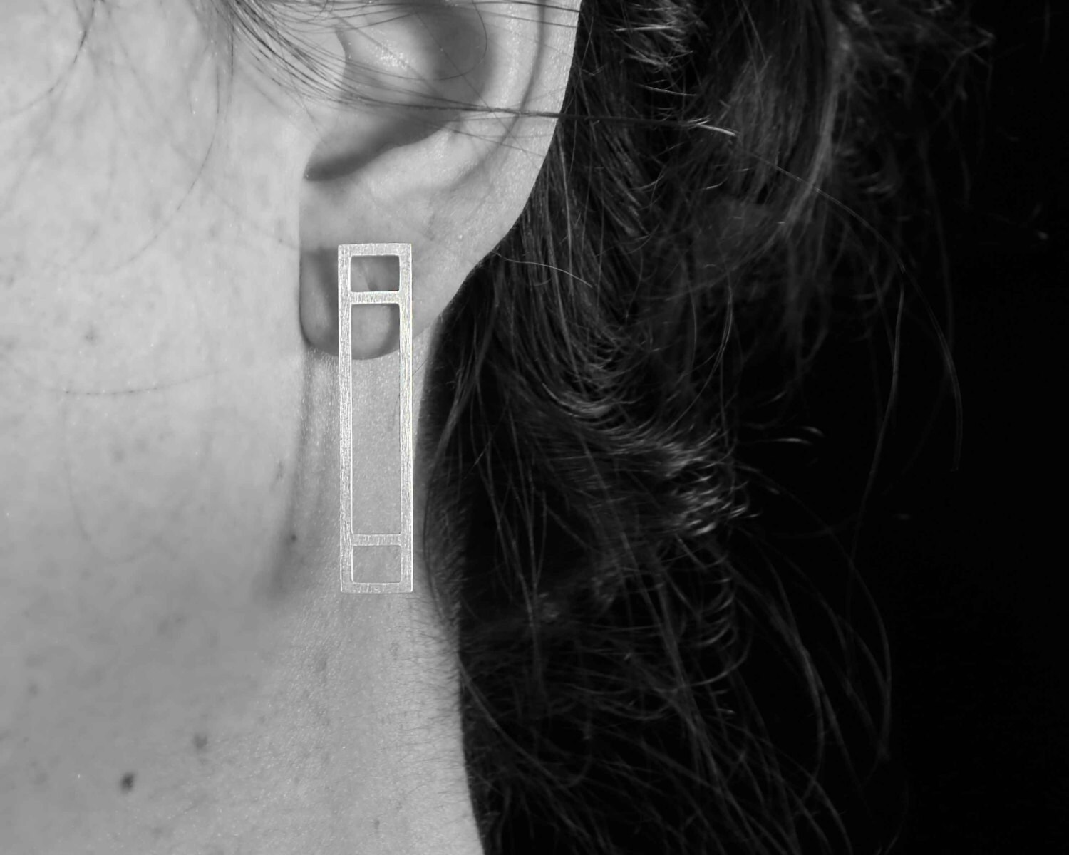 Geometric Silver Earrings Rectangular Long Earrings Gifts - Etsy