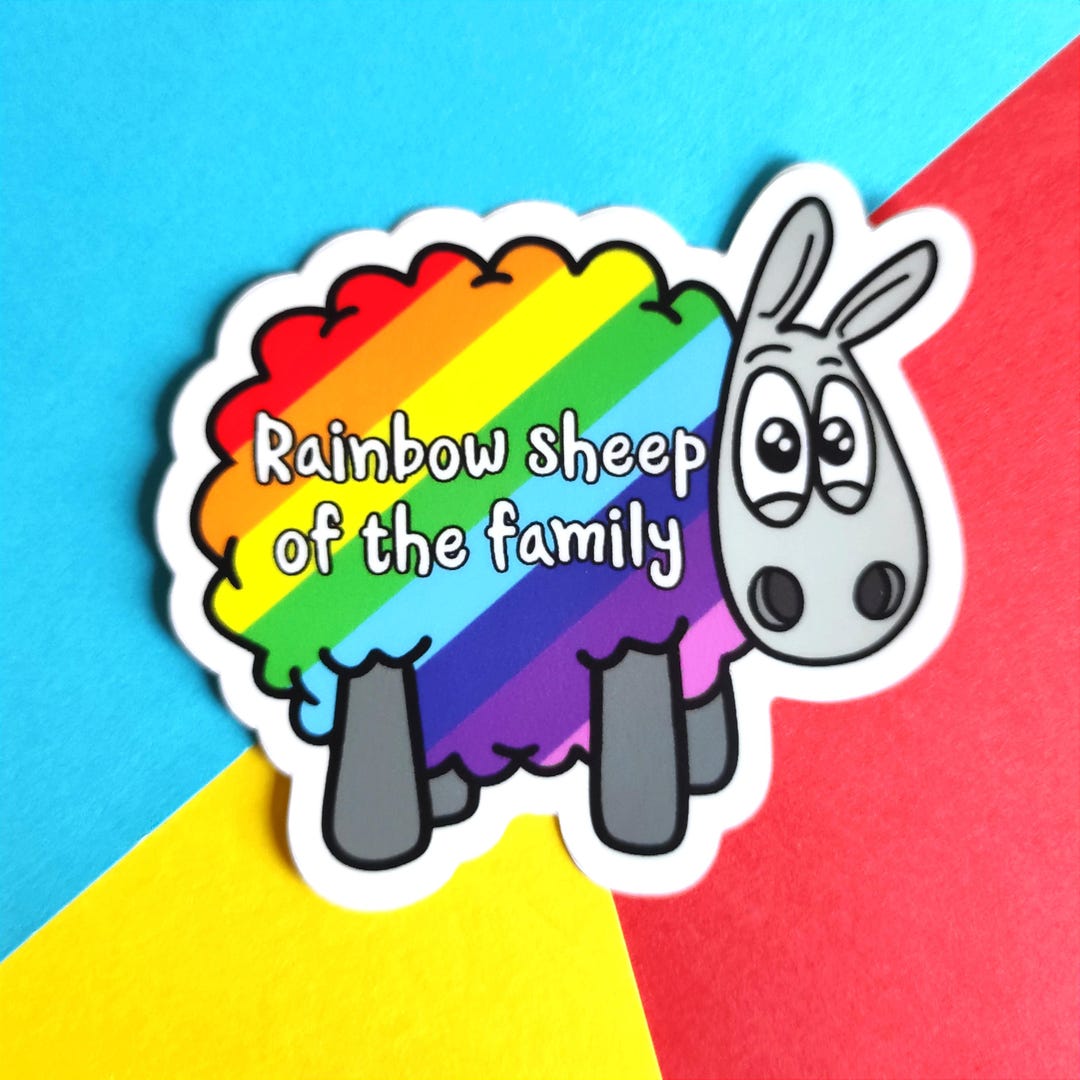Rainbow Sheep of the Family Sticker | Cute Sticker | Rainbow Sticker ...