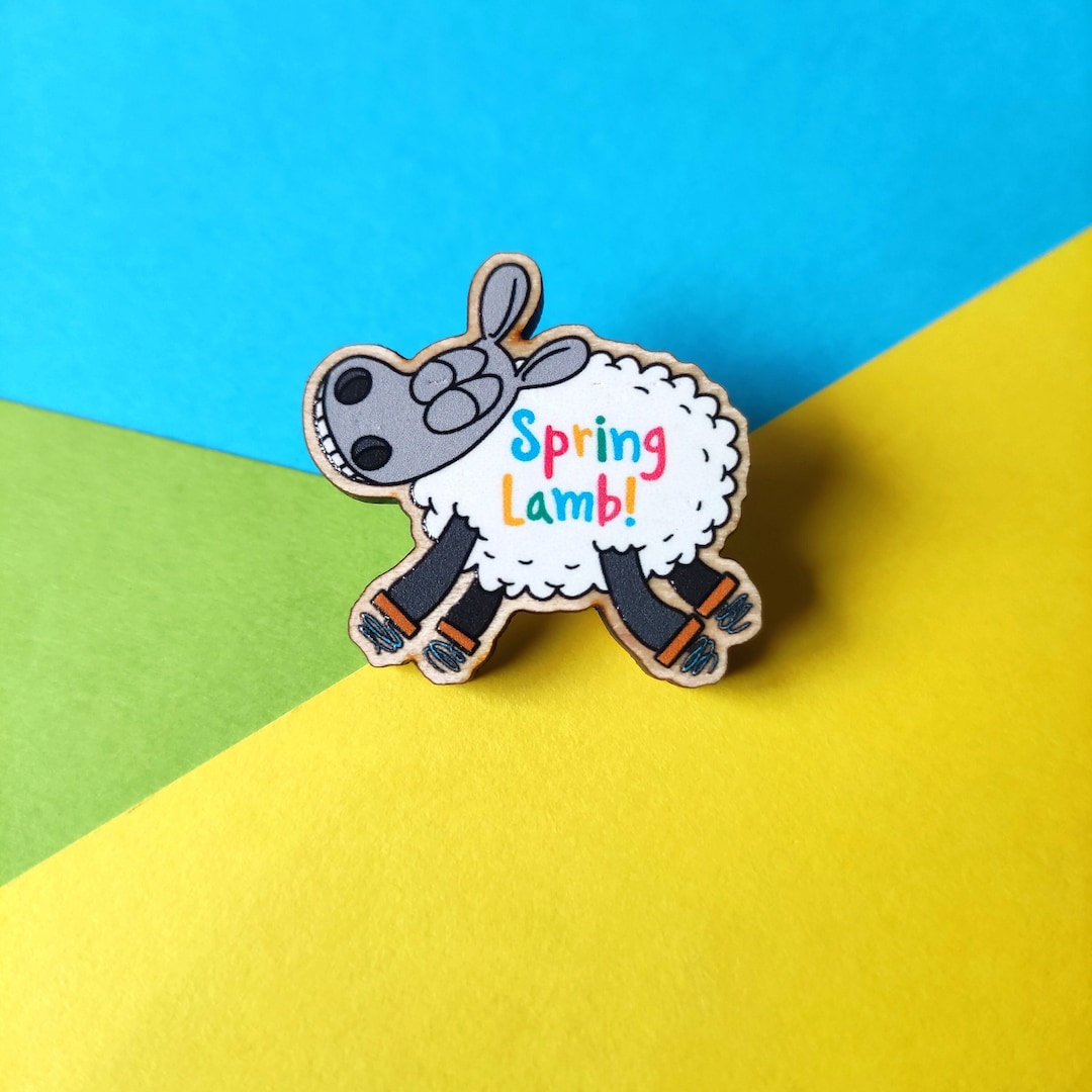 Spring Lamb Wooden Pin Badge Sheep Pin Spring Gift Cute Gift for a ...