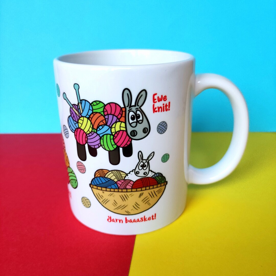 The Woolly Mug Knitting Gift Fun Sheep Gift Knitters Mug Fun Knitting ...