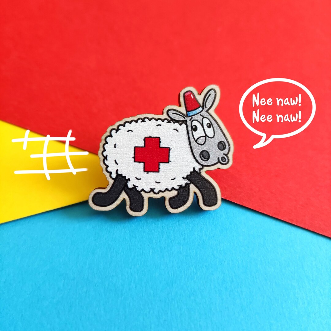 Lambulance! - Wooden Pin Badge, Sheep Pin Badge, Sheep Gift, Pin Badge ...