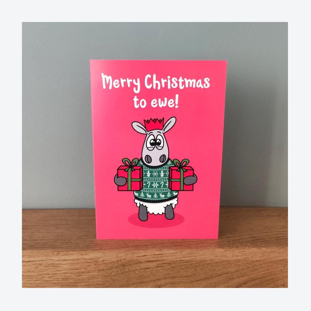 Merry Christmas to Ewe! - A6 | Christmas Card | Sheep Card | Punny Card ...