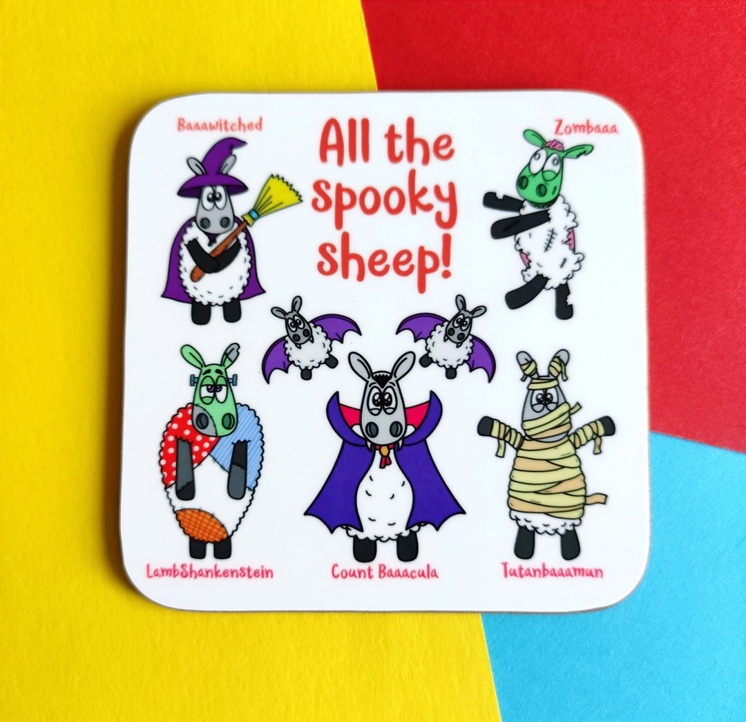 All the Spooky Sheep Coaster Fun Sheep Gift Punny Gift Fun Coaster Knitting Gift Sheep Gift ...
