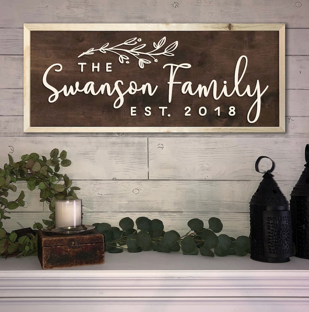 Personalized Family With EST Wedding Gift Idea 3D Laser Cut Sign Last ...